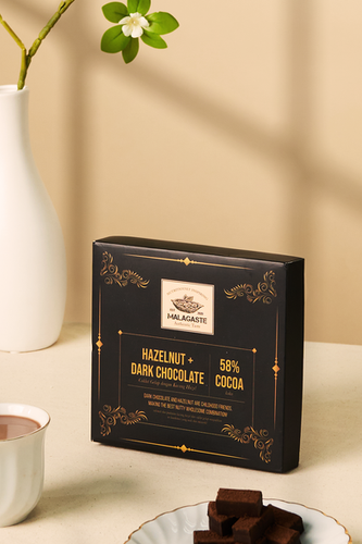 Hazelnut with Nibs+ 58% Dark Chocolate | Malagaste Chocolate