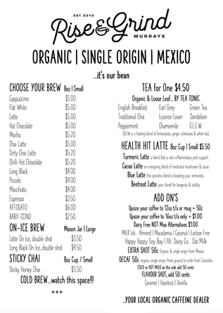 MENU ON SIXTH | murrays cafe