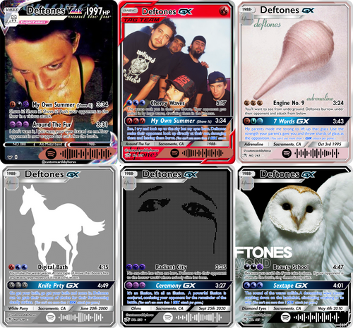 Deftones 5 Pack Bundle Holographic Trading Cards | Customcardsbyhorus