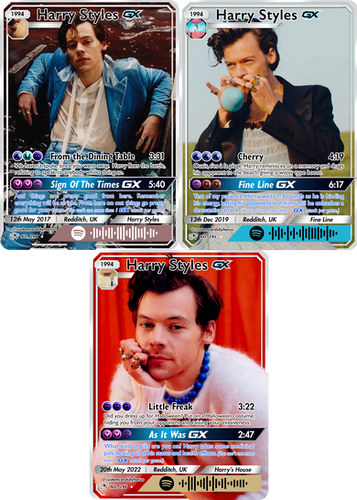 Harry Styles pack of 3 album art Holographic Trading Cards ...