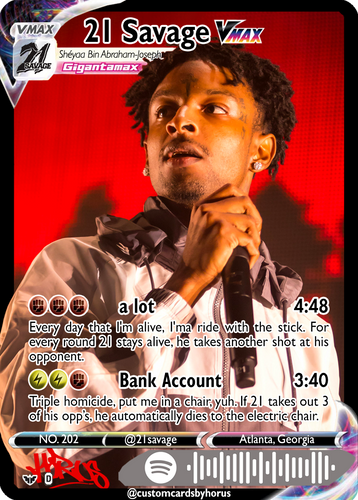 21 Savage Holographic Trading Card | customcardsbyhorus