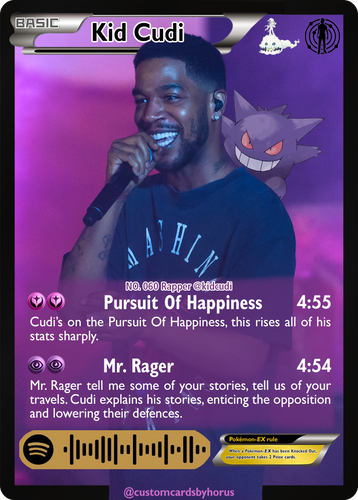 Kid Cudi Holographic Trading Card | customcardsbyhorus