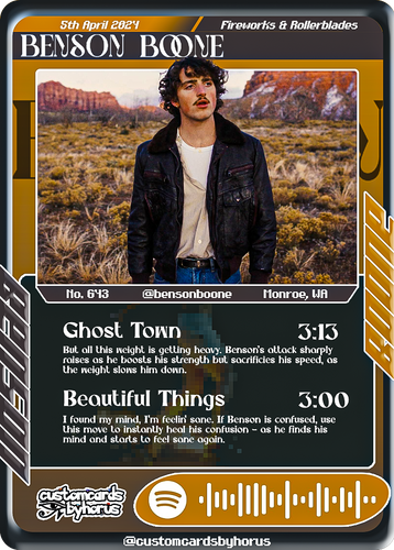 Benson Boone Holographic Trading Card | customcardsbyhorus