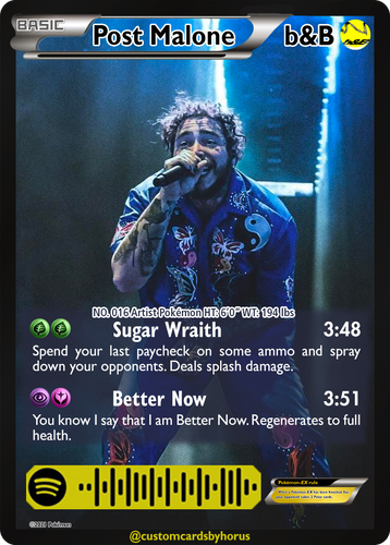 Post Malone Holographic Trading Card | customcardsbyhorus