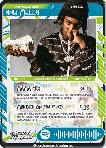 YNW Melly Holographic Trading Card | customcardsbyhorus