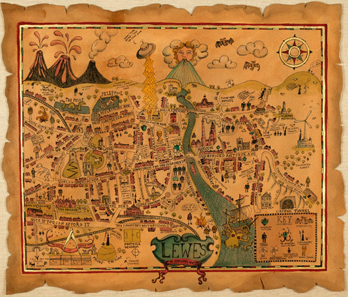 Lewes Map Limited Edition Print by Laina Watt