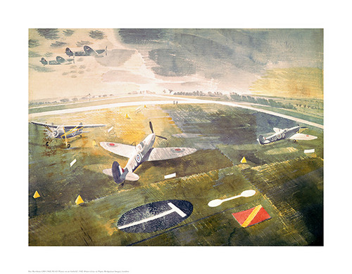 RAF Planes on a Runway Wartime Print by Eric Ravilious | thefineartcompany