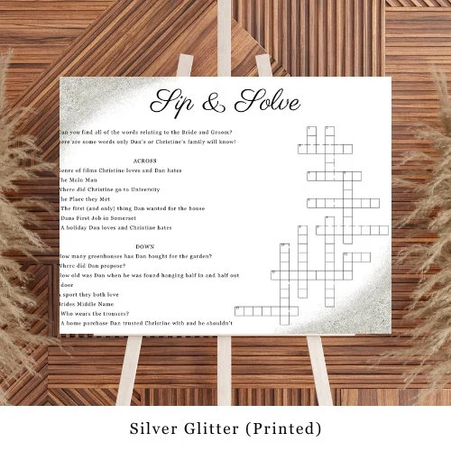 Sip & Solve Personalised Wedding Crossword Puzzle Board | Bespoke by ...