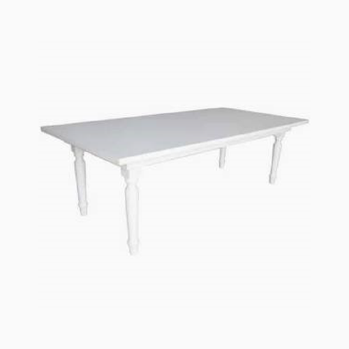 12 Seater White Rectangular Wooden Table | The Decorum Hire