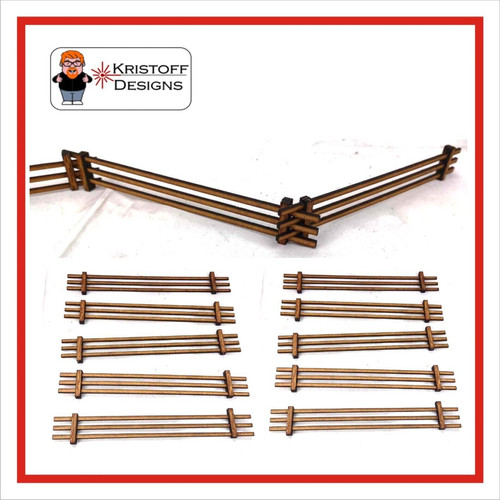 28mm ww2 Snake rail Fencing x 10 painted MDF Wargaming Modelling bolt ...