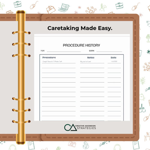 Caretaker’s Medical Information Folder | Printable Health Organizer ...