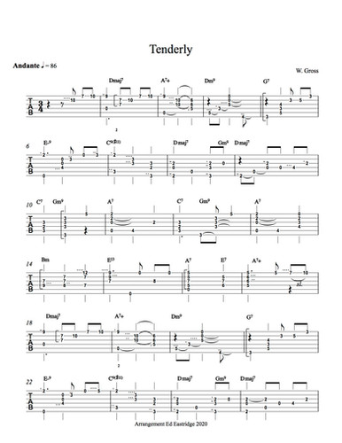 Tenderly Tab for solo guitar | Ed Eastridge/Big Mo