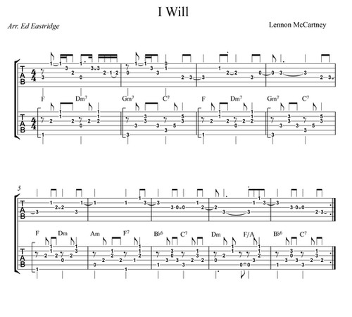 I Will- The Beatles - Guitar Tab | Ed Eastridge/Big Mo