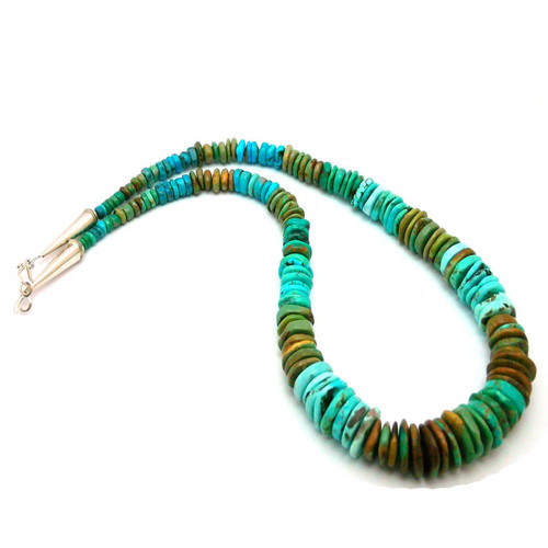 Navajo Turquoise Disk Beaded Necklace #DTU731 | Zuni Boulder