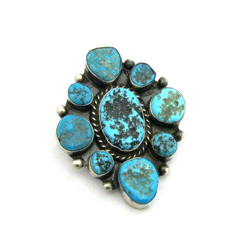 Turquoise Cluster Pin #TCPZ2 | Zuni Boulder