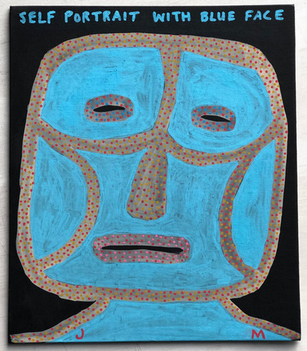 Self Portrait With Blue Face. 11.25” x 9.6”. | John Mckie Art