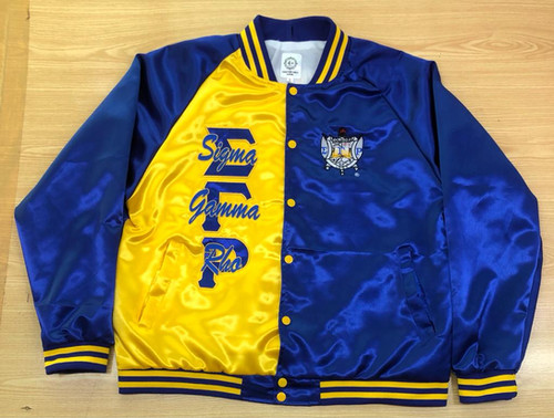 Sgrho Blue n Gold Pretty Poodle Satin Jacket | ElegantGreekJewelry