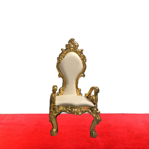 Small Throne Chair - White with Gold | Kmpartyrental
