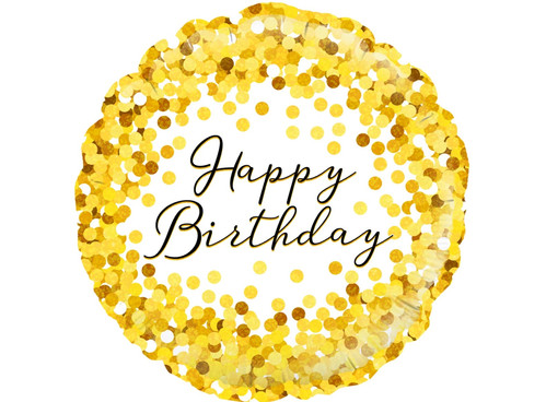 Helium Gold Sparkle Happy Birthday Balloons 18" | Confetti Party