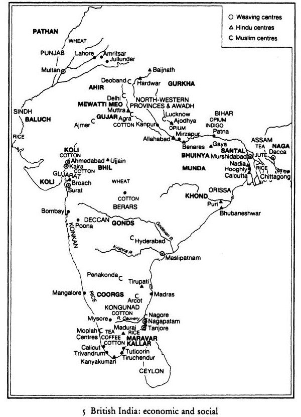 Map of British India Economic and Social
