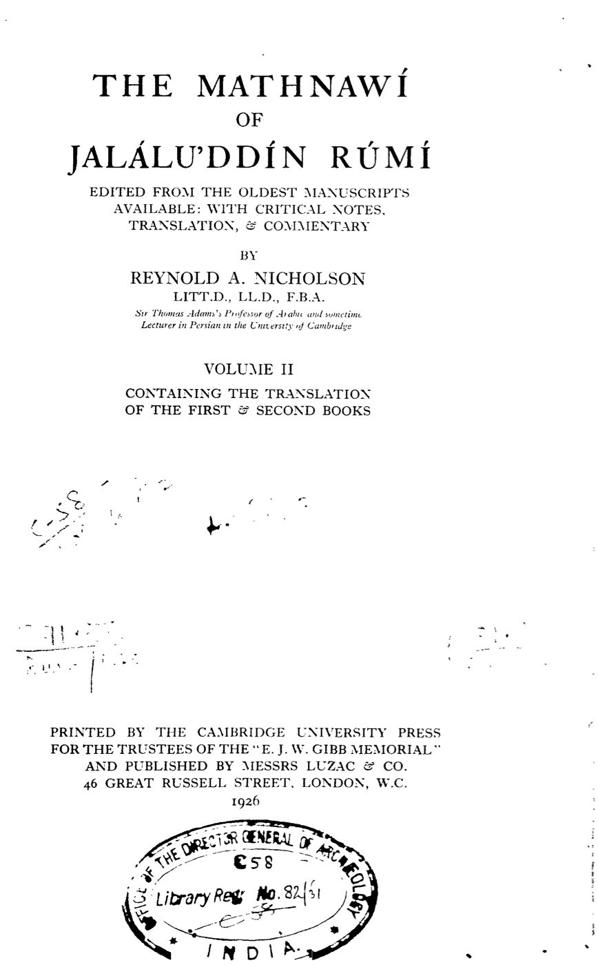 Mathnawi Of Jalaluddin Rumi Vol.2