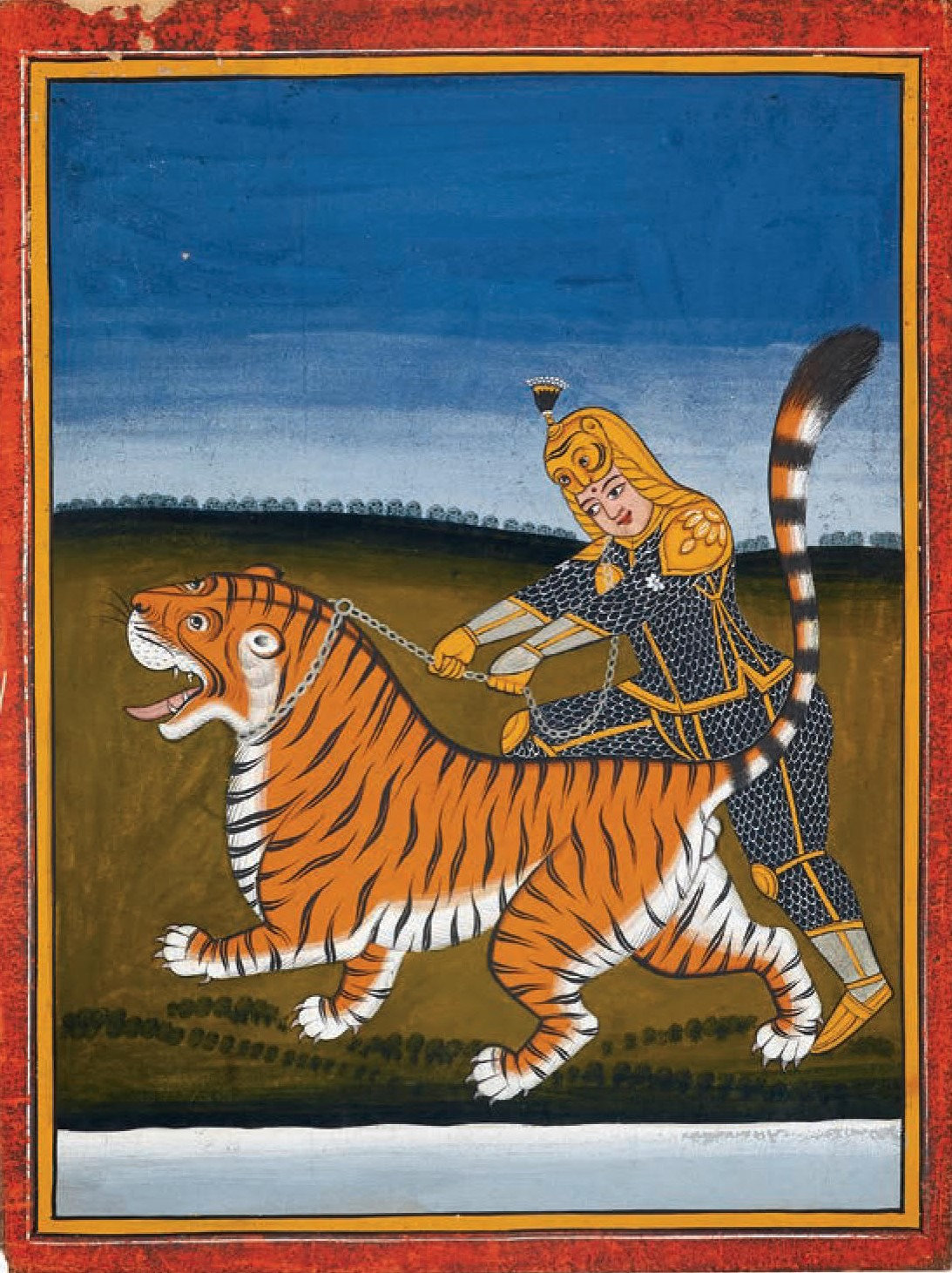 An Armoured Queen Taming a TigerAn Armoured Queen Taming a Tiger