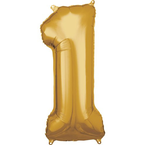 Foil Number Helium Balloon - Gold | Wedding Prop Shop