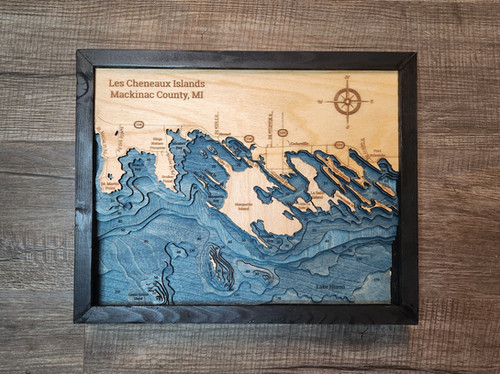 Les Cheneaux Islands, MI | 3d Wood Map