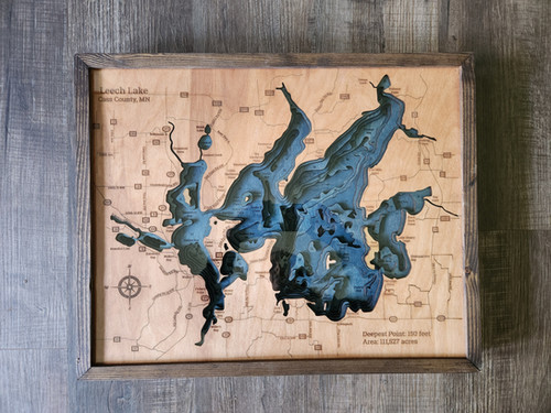 Leech Lake, MN | 3d Wood Map