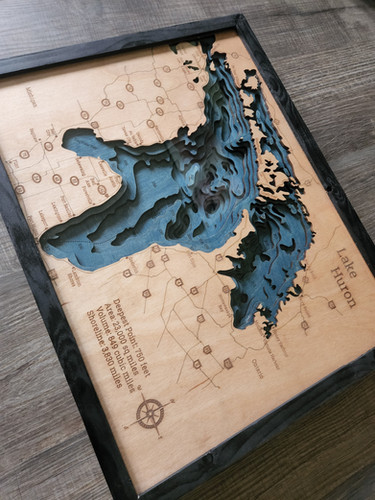 Lake Huron | 3d Wood Map