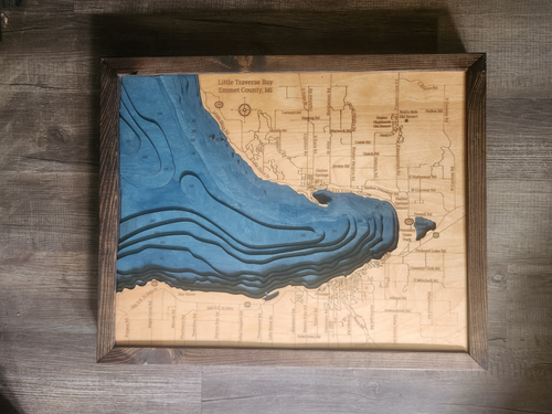 Little Traverse Bay, MI | 3d Wood Map