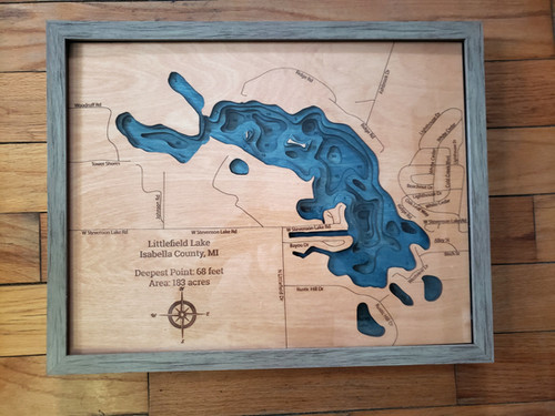 Littlefield Lake | 3d Wood Map