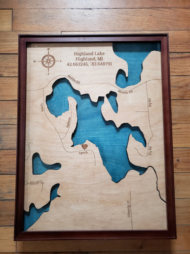 Highland Lake | 3d Wood Map