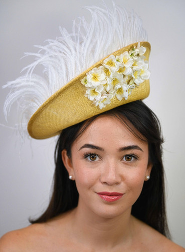 Jane - Hats Headwear Fascinators | elegant headware by Mizi Atelier yellow