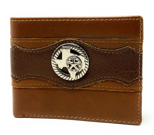 Texas West Tooled Texas State Map Genuine Glossy Leather Men's Wallet ...