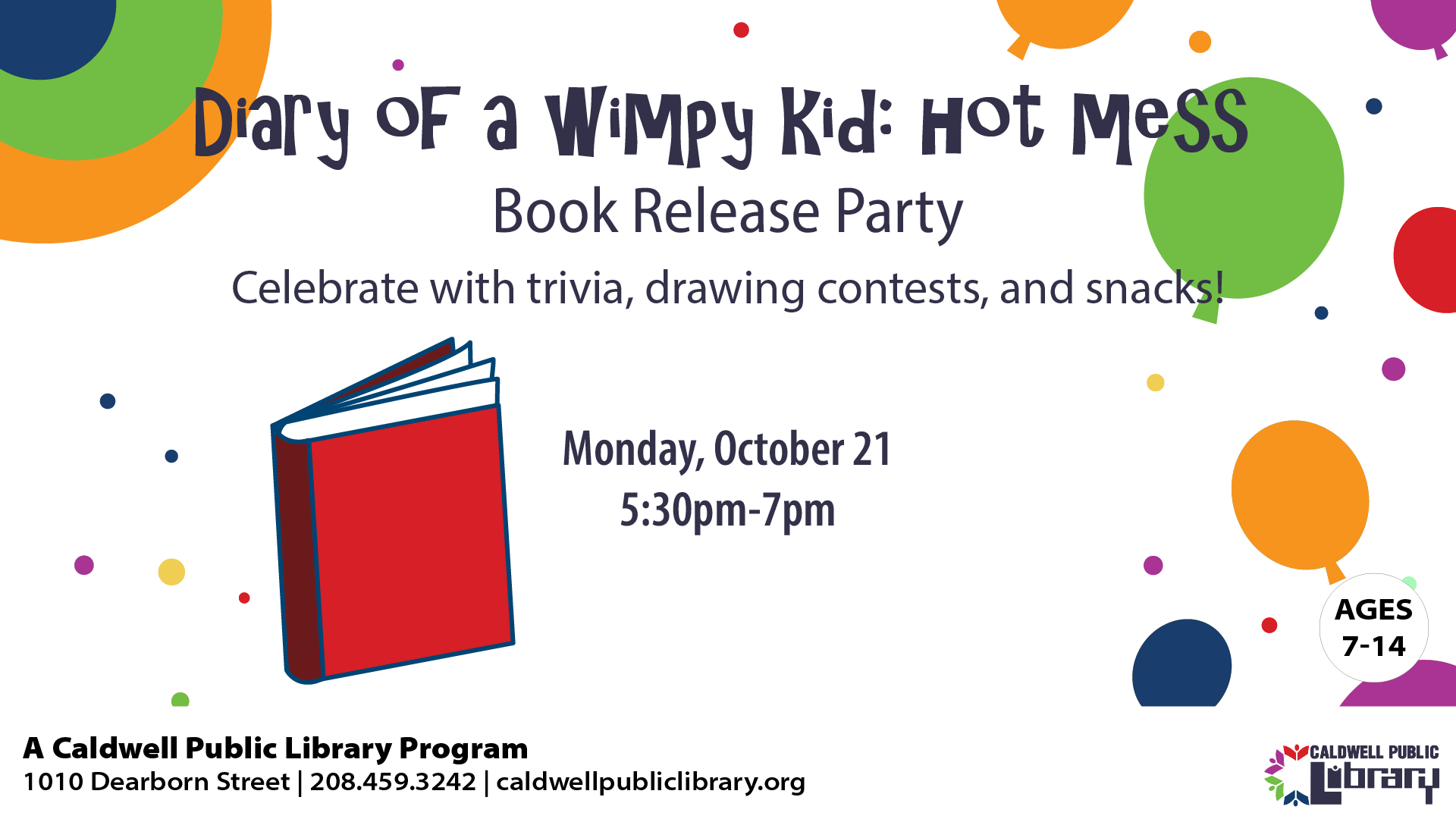 Diary of a Wimpy Kid: Hot Mess Book Release Party | caldwell-library