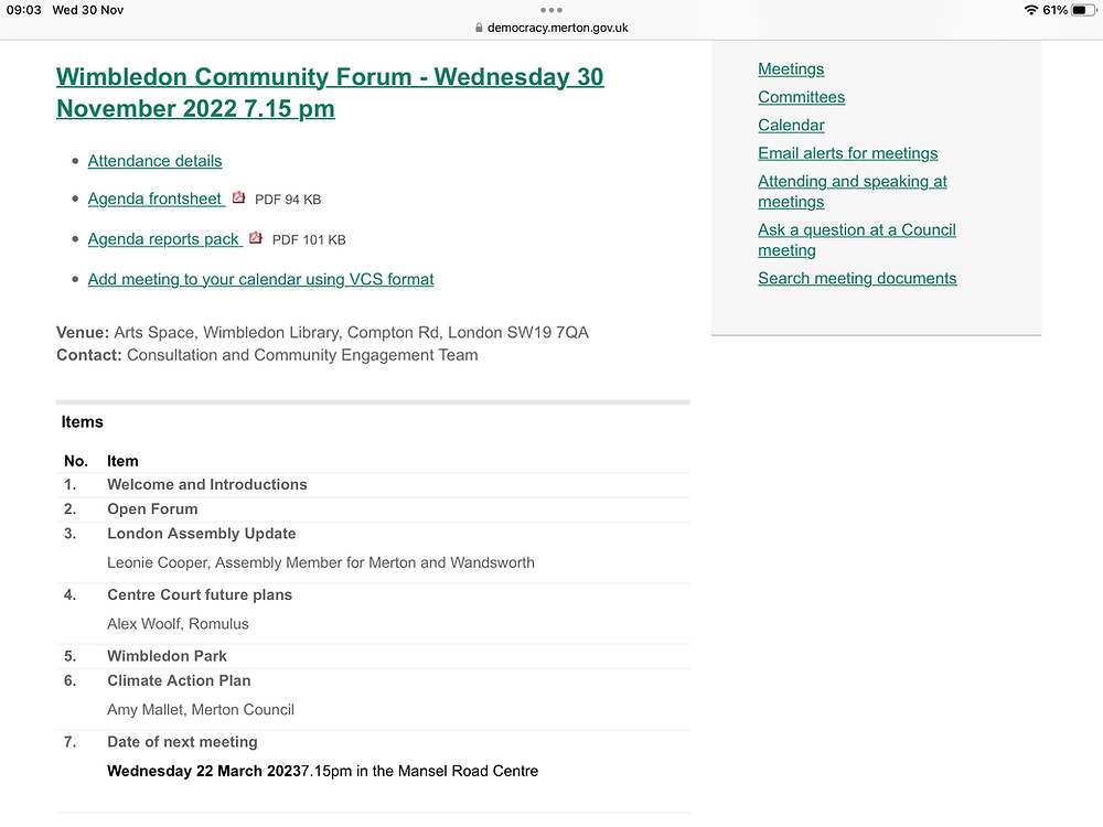 The Future of Wimbledon Park | Wimbledon Community Forum | 30 Nov 2022 ...