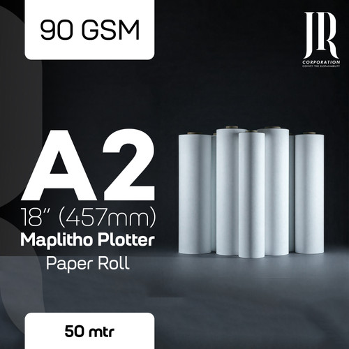 18" x 50M Uncoated Inkjet Paper Roll – 90 GSM A2 Bond