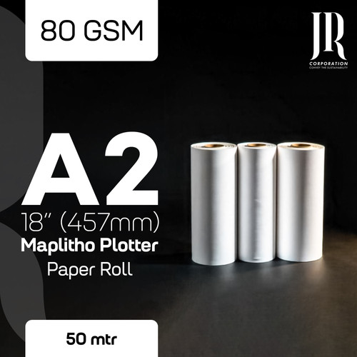18" x 50M 36 Plotter Paper Roll Alternative – 80 GSM A2