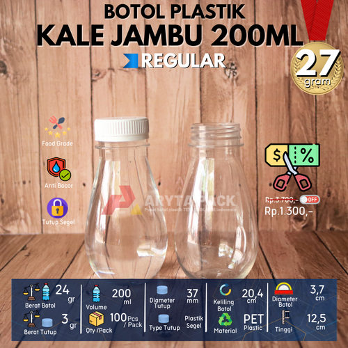 Jual botol plastik PET 200ml kale jambu minuman mineral jus susu kopi ...