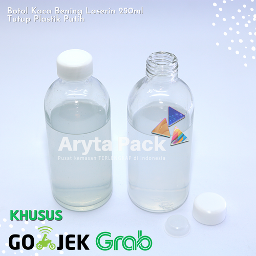 Jual botol kaca bening 250ml Laserin