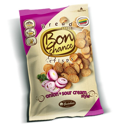 BON CHANCE bread crisps with sour cream and onions 120g | Lietuvele