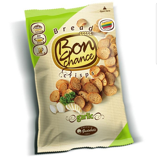 BON CHANCE bread crisps with garlic 120g | Lietuvele
