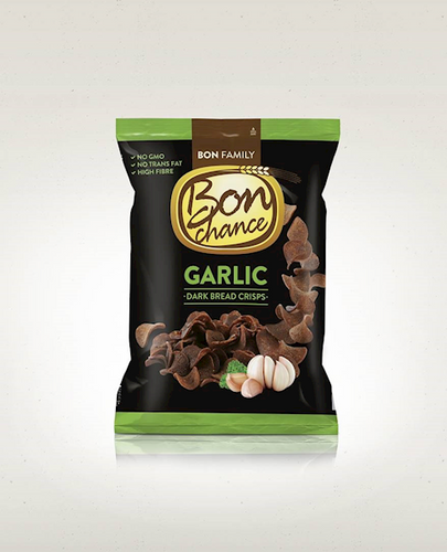 BON CHANCE Dark bread crisps garlic flavor 120g | Lietuvele