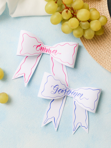 3D Paper Bow Place Cards with Handwritten Calligraphy | Letterally