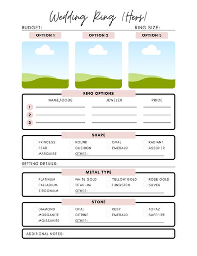 Wedding Rings Planning Worksheets | Berry And Bloom Wedd