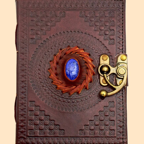 Leather embossed journal with Lapis Sacred Eye and hook clos | Mysite