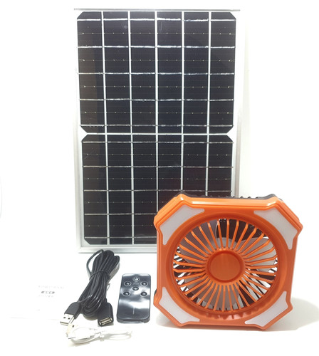 Multi-Function Solar Fan with remote - 10000mah power bank & LED light ...