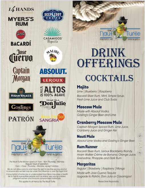 2020 NAUTI MENU | The Nauti Turtle