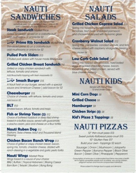 NAUTI MENU | The Nauti Turtle